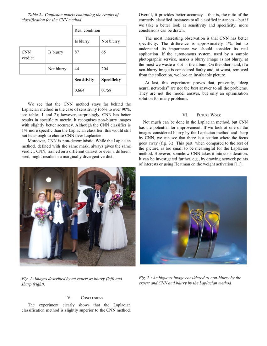 Convolutional Neural Network For Blur Images Detection As An Alternative For Laplacian Method