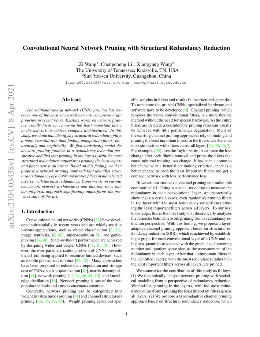 Convolutional Neural Network Pruning with Structural Redundancy Reduction | DeepAI