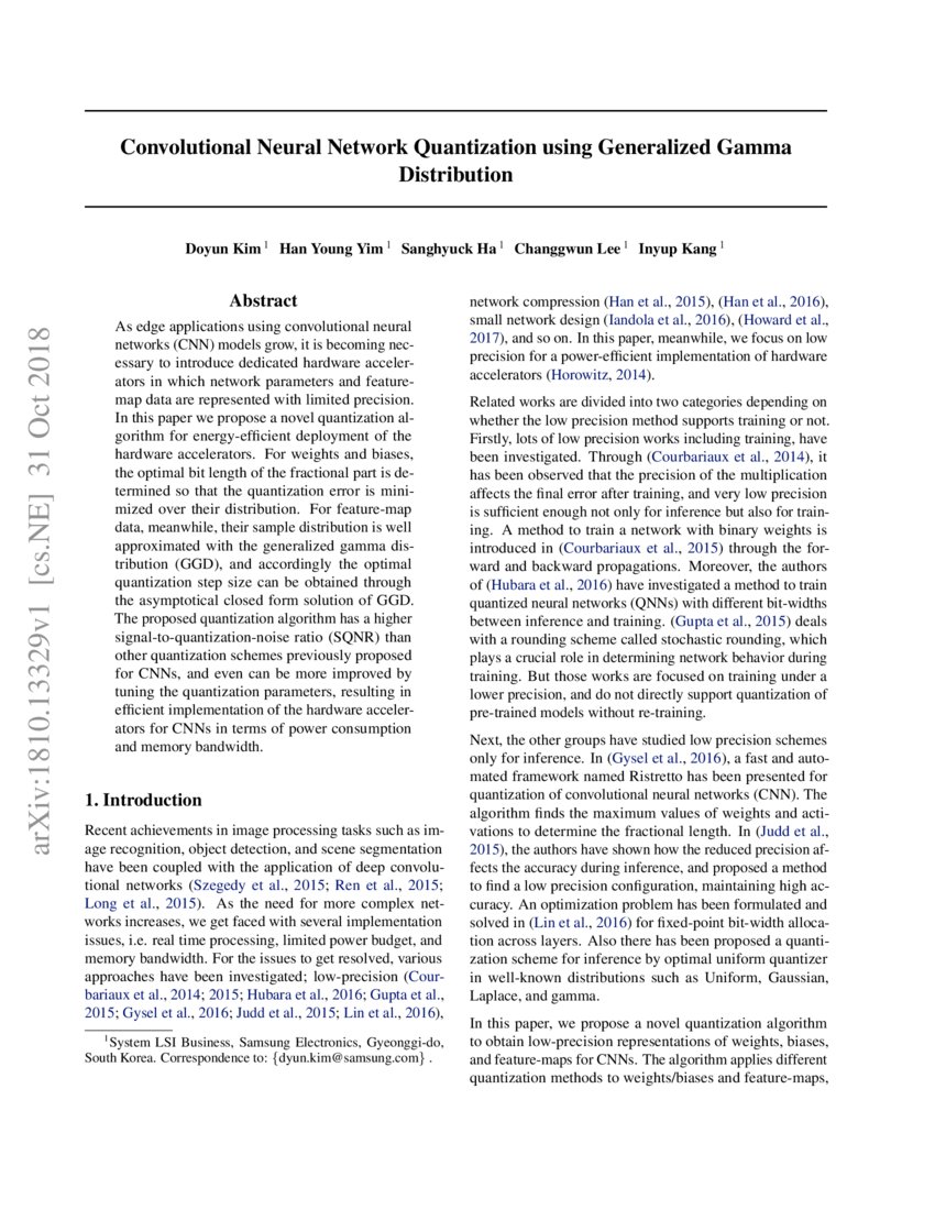 Convolutional Neural Network Quantization Using Generalized Gamma Distribution Deepai