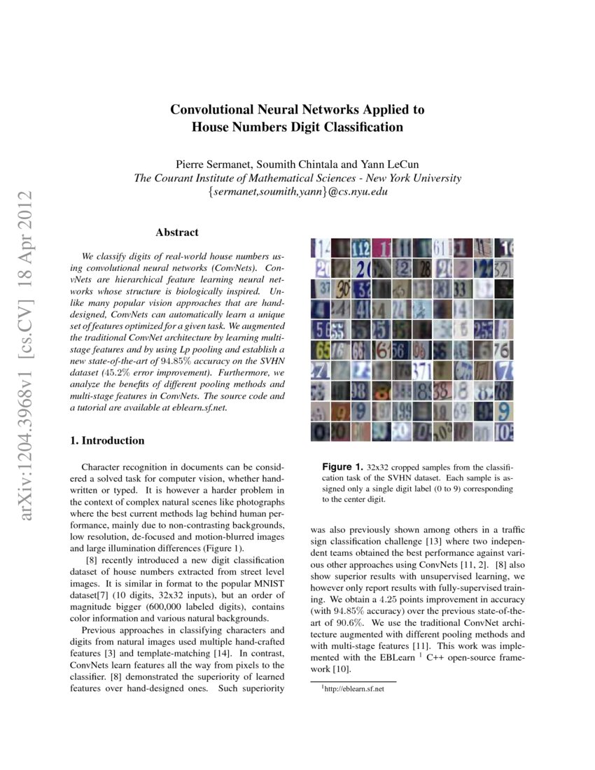 Convolutional Neural Networks Applied to House Numbers Digit ...