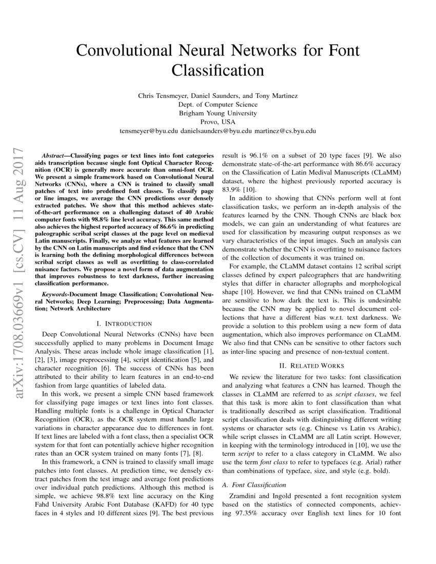 Convolutional Neural Networks for Font Classification | DeepAI