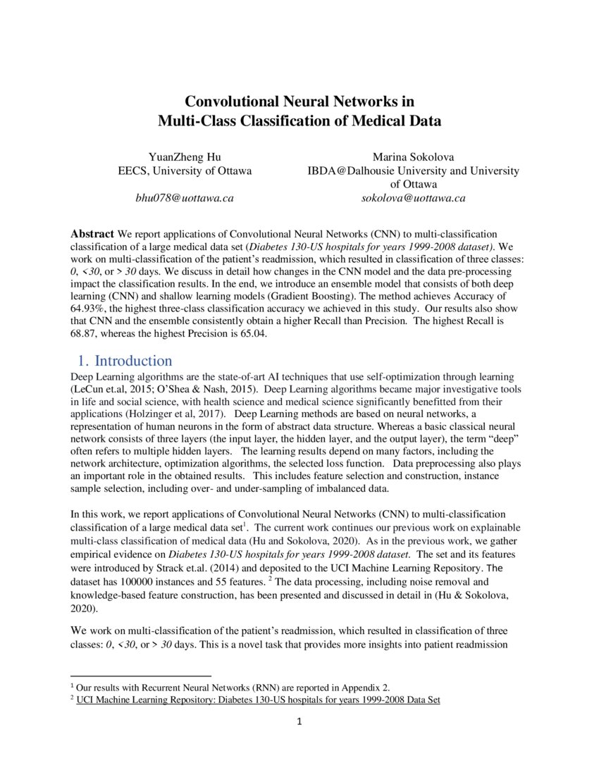 Convolutional Neural Networks In Multi Class Classification Of Medical