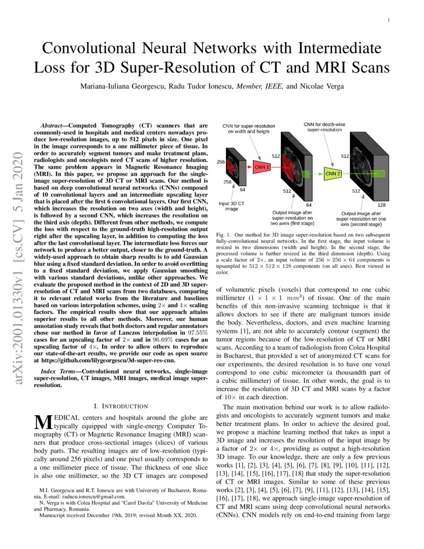 Convolutional Neural Networks with Intermediate Loss for 3D Super-Resolution of CT and MRI Scans ...