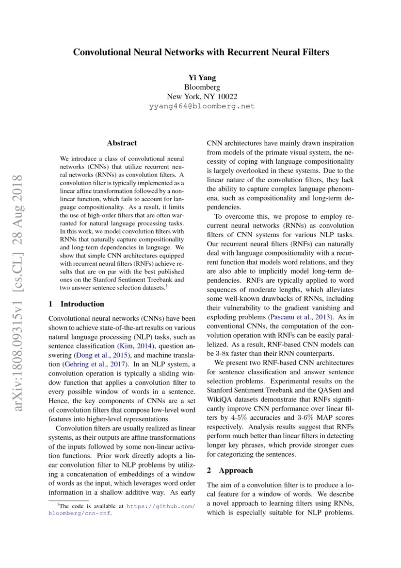 Convolutional Neural Networks with Recurrent Neural Filters | DeepAI