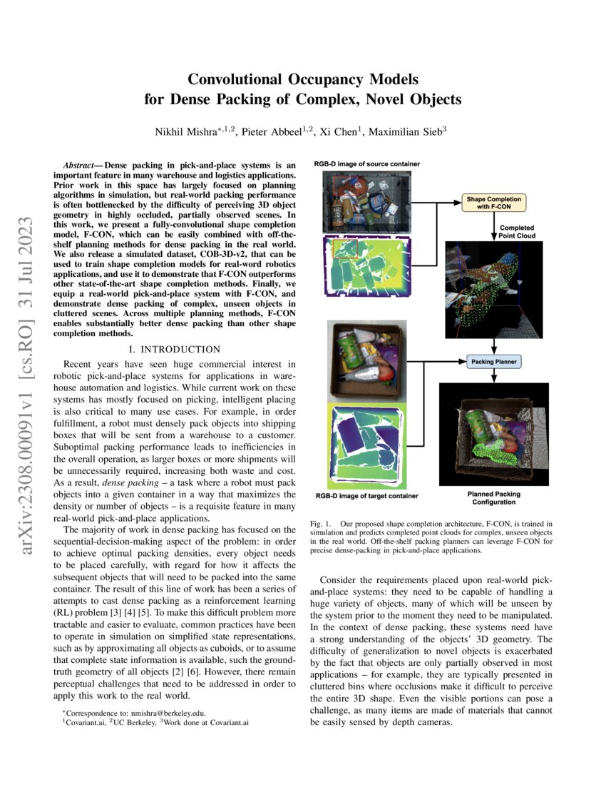 Convolutional Occupancy Models For Dense Packing Of Complex Novel Objects Deepai