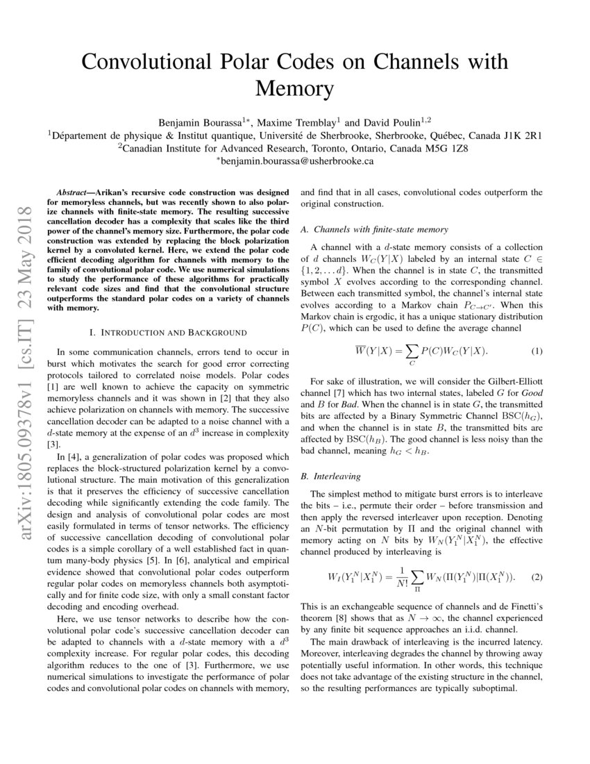 Convolutional Polar Codes on Channels with Memory | DeepAI