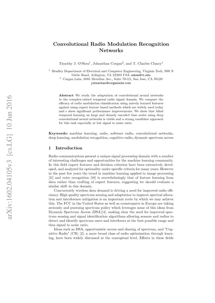 Convolutional Radio Modulation Recognition Networks Deepai