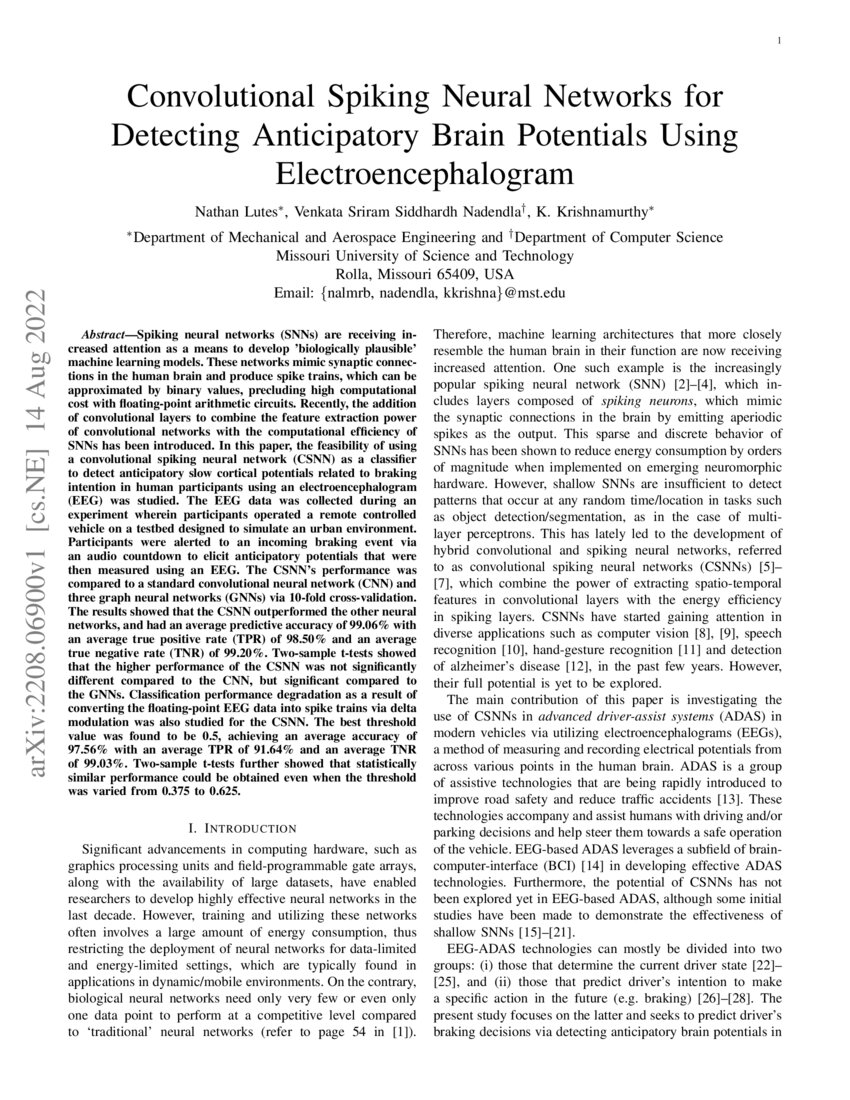 Convolutional Spiking Neural Networks for Detecting Anticipatory Brain ... Convolutional Spiking Neural Networks for Detecting Anticipatory Brain ...