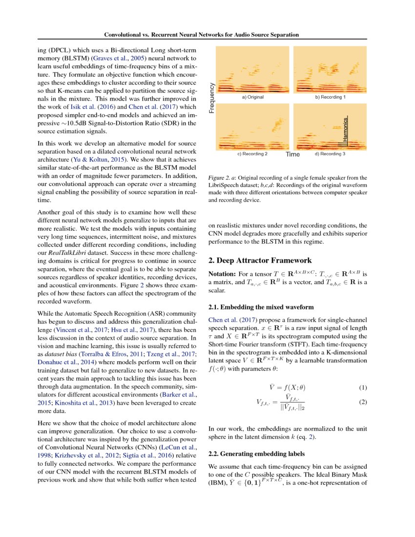 Convolutional Vs Recurrent Neural Networks For Audio Source Separation Deepai