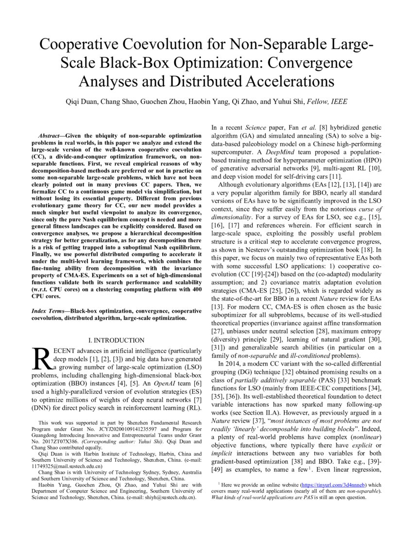 Cooperative Coevolution For Non Separable Large Scale Black Box Optimization Convergence