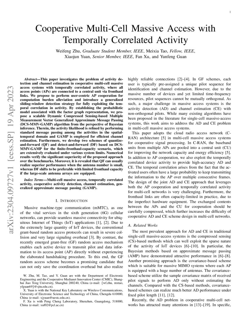Cooperative Multi Cell Massive Access With Temporally Correlated Activity Deepai