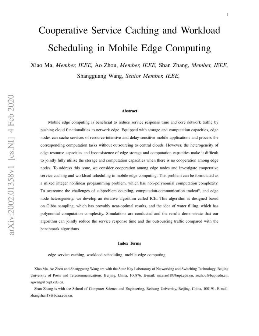 Cooperative Service Caching and Workload Scheduling in Mobile Edge Computing | DeepAI