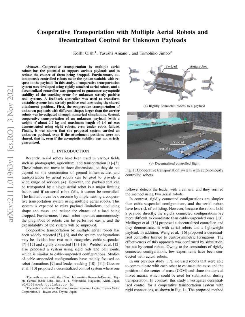 Cooperative Transportation with Multiple Aerial Robots and ...