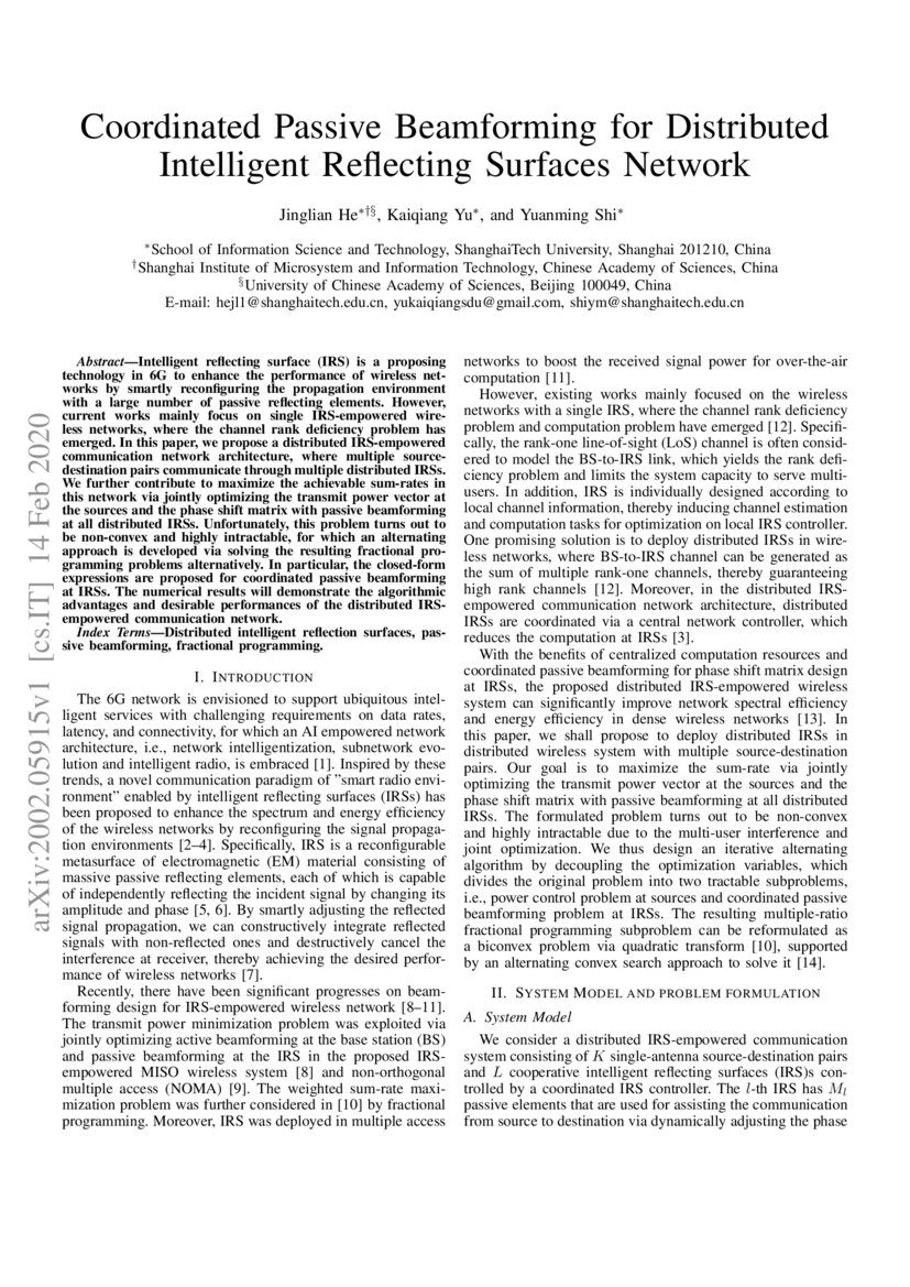 Coordinated Passive Beamforming for Distributed Intelligent Reflecting ...