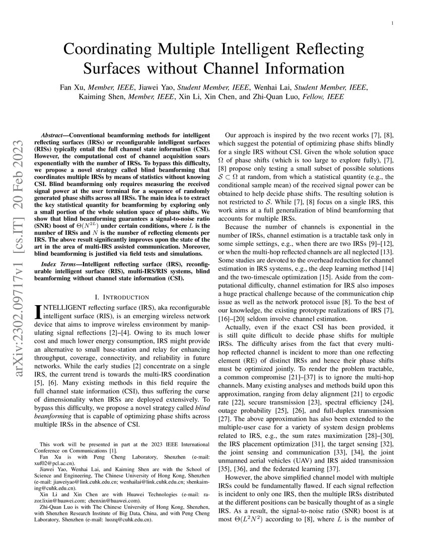 Coordinating Multiple Intelligent Reflecting Surfaces without Channel ...