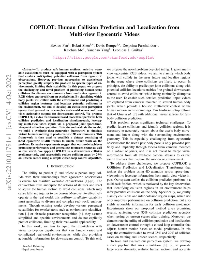 COPILOT: Human Collision Prediction and Localization from Multi-view ...