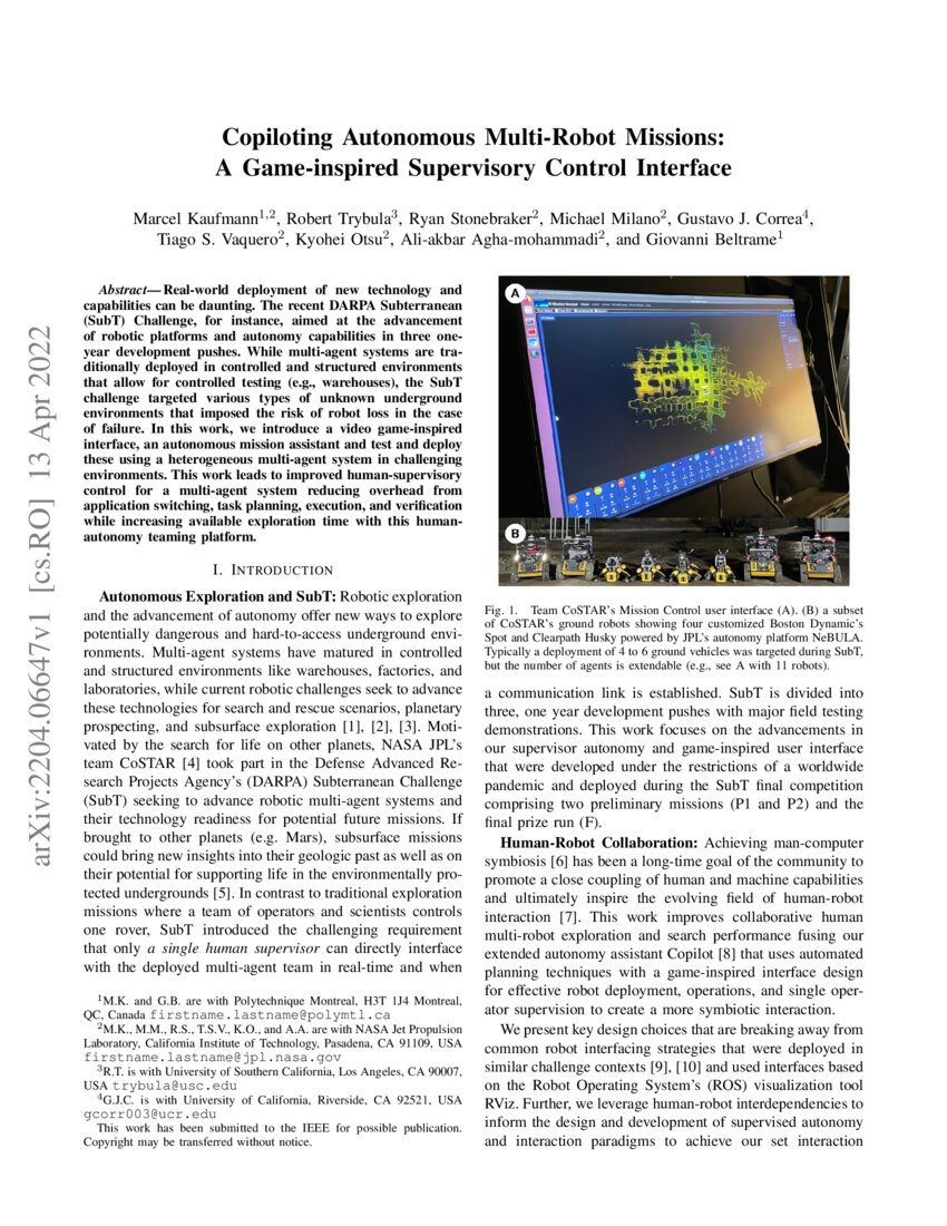Copiloting Autonomous Multi Robot Missions A Game Inspired Supervisory
