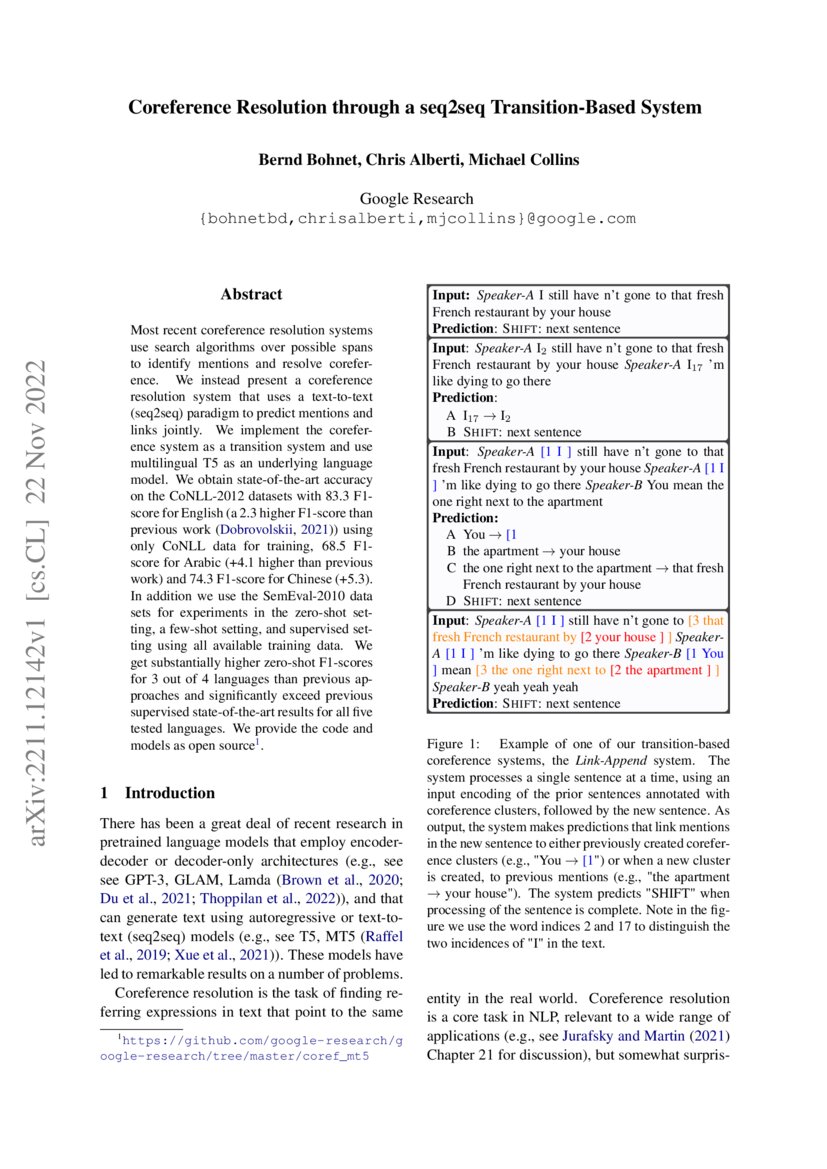 Coreference Resolution Through A Seq2seq Transition Based System Deepai