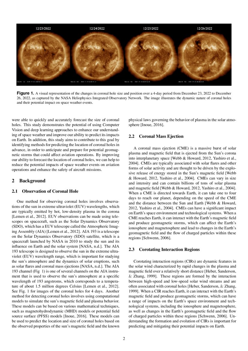 Coronal Hole Analysis and Prediction using Computer Vision and LSTM Neural Network | DeepAI