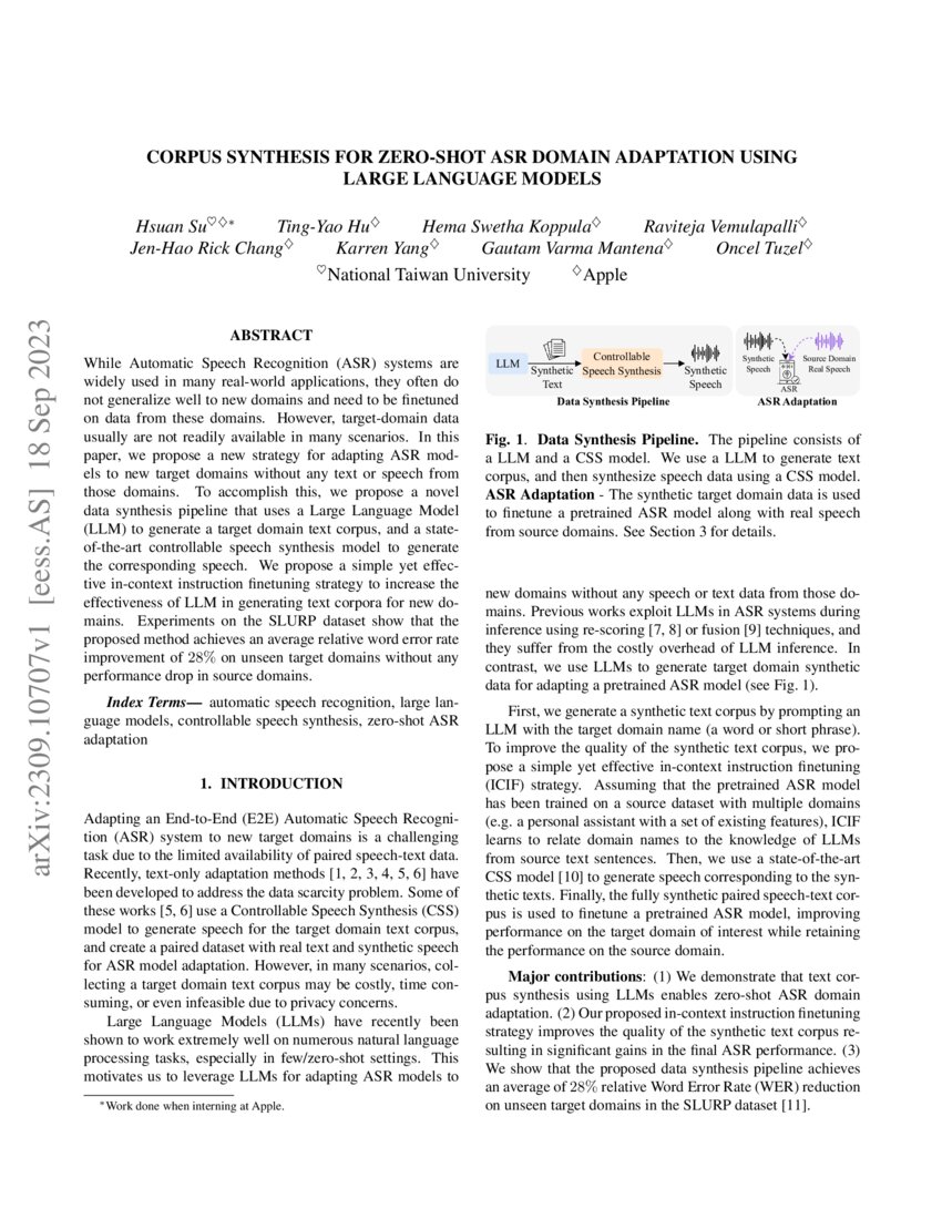 Corpus Synthesis for Zero-shot ASR domain Adaptation using Large ... Corpus Synthesis for Zero-shot ASR domain Adaptation using Large ...