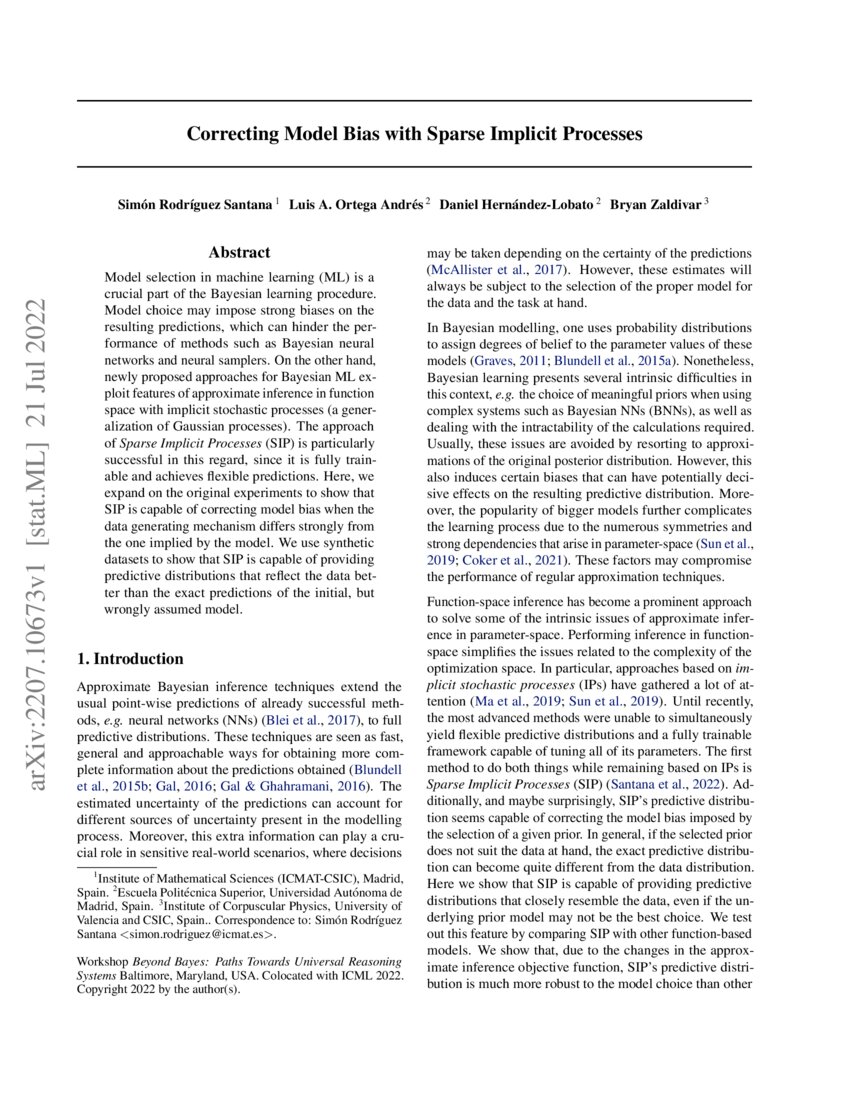 Correcting Model Bias With Sparse Implicit Processes Deepai