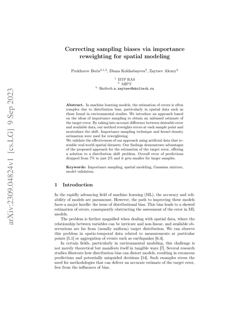 Correcting Sampling Biases Via Importancereweighting For Spatial