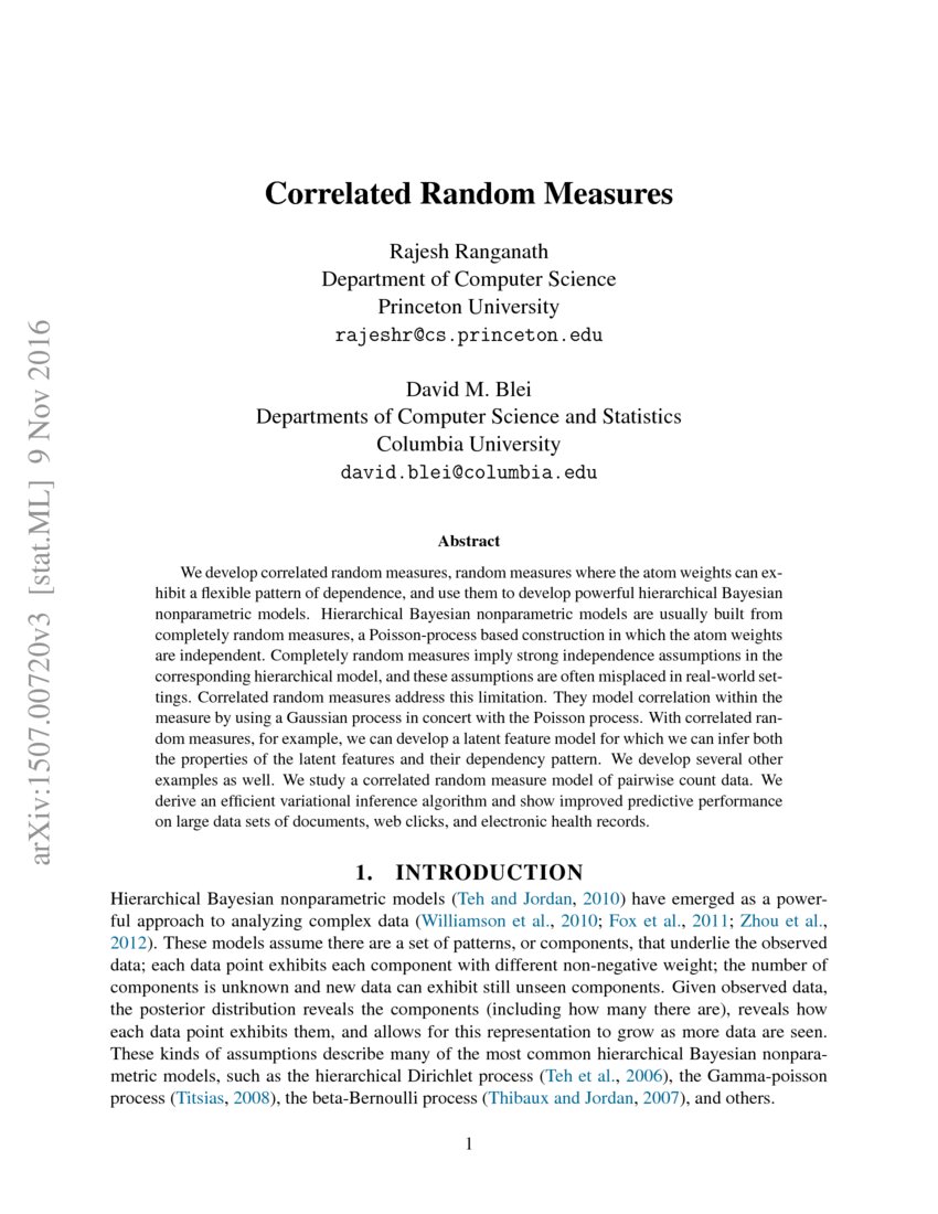 Correlated Random Measures Deepai