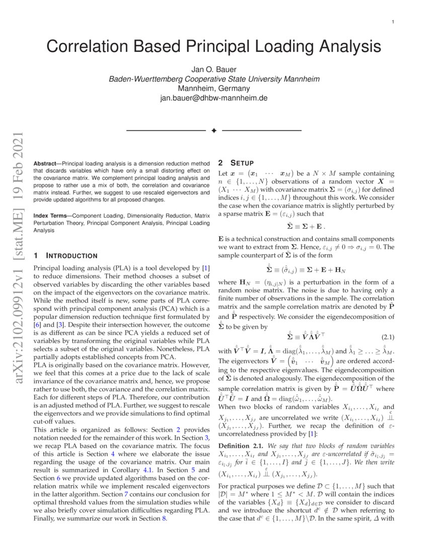 Correlation Based Principal Loading Analysis | DeepAI