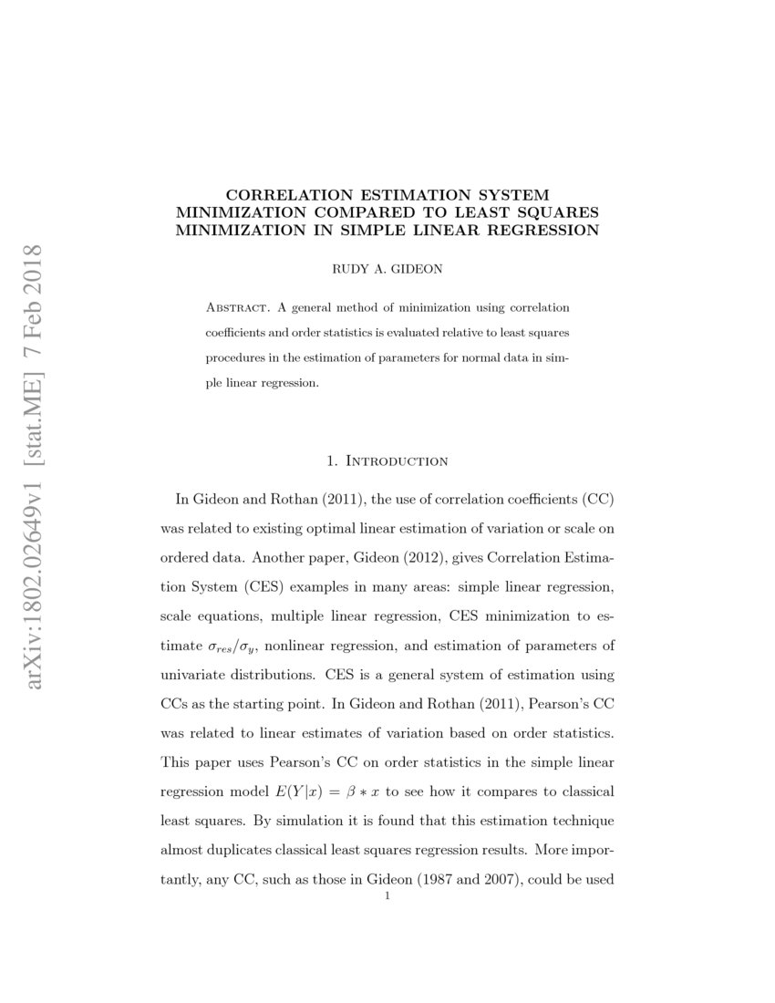 Correlation Estimation System Minimization Compared To Least Squares