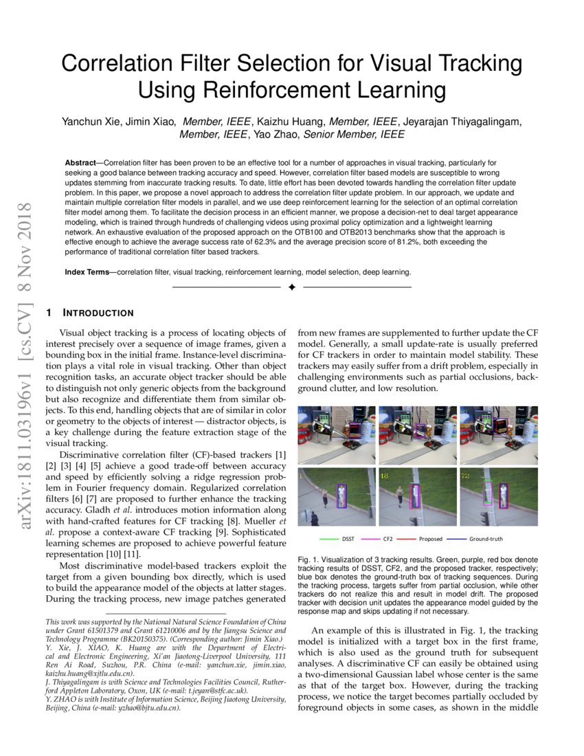 Correlation Filter Selection For Visual Tracking Using Reinforcement
