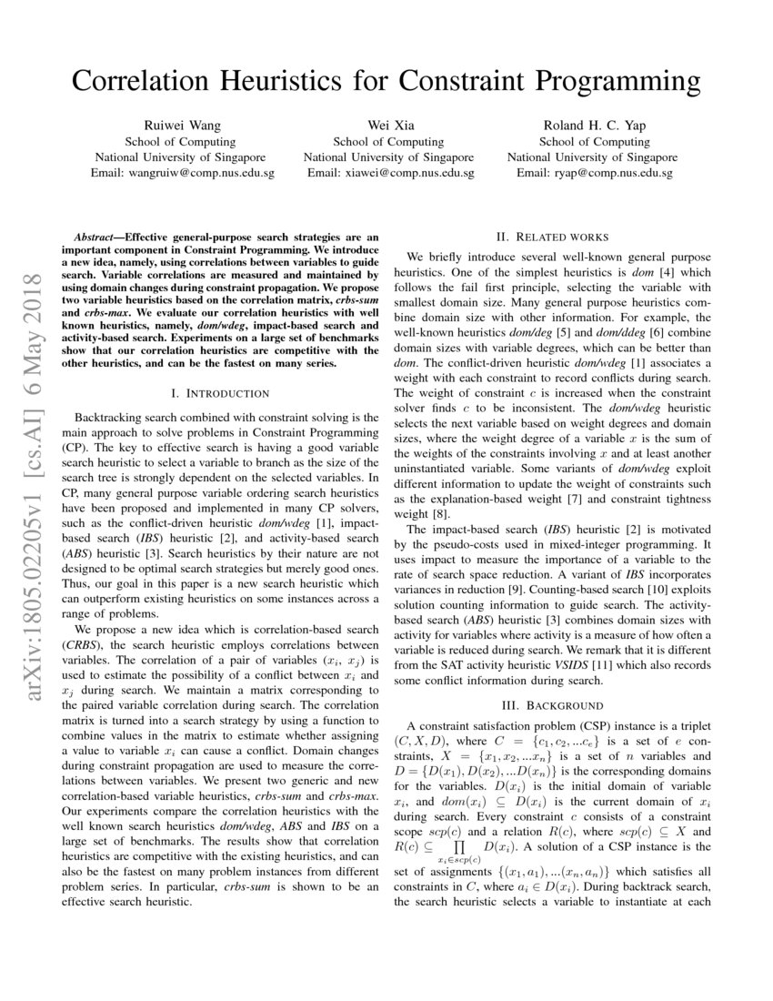 Correlation Heuristics For Constraint Programming DeepAI correlation-heuristics-for-constraint-programming-deepai