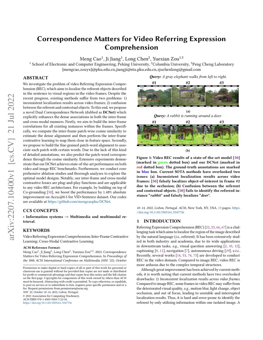 Correspondence Matters for Video Referring Expression Comprehension | DeepAI