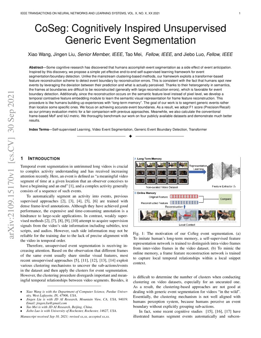CoSeg: Cognitively Inspired Unsupervised Generic Event Segmentation | DeepAI