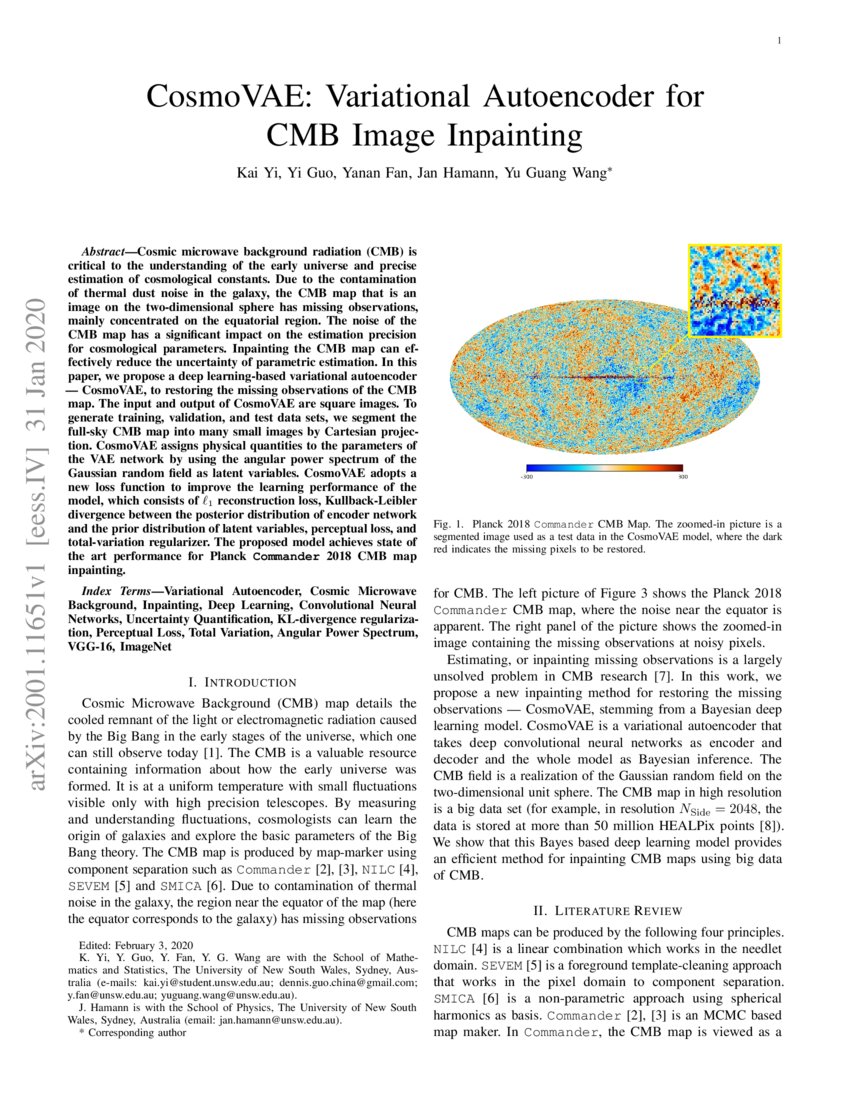 CosmoVAE: Variational Autoencoder for CMB Image Inpainting | DeepAI