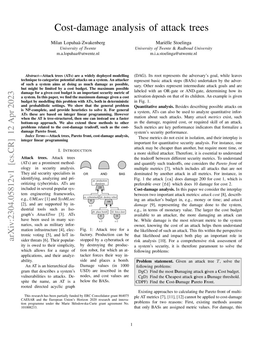 Cost-damage analysis of attack trees | DeepAI