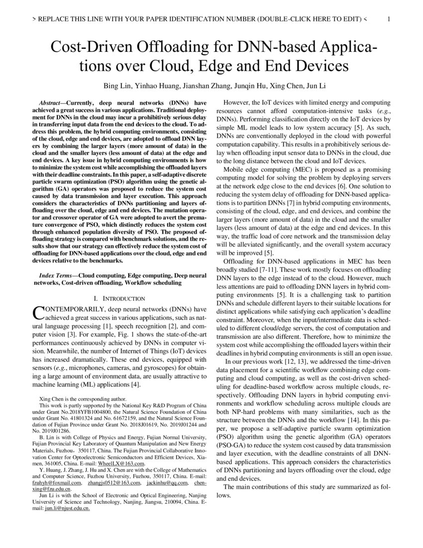 Cost-Driven Offloading for DNN-based Applications over Cloud, Edge and End Devices | DeepAI