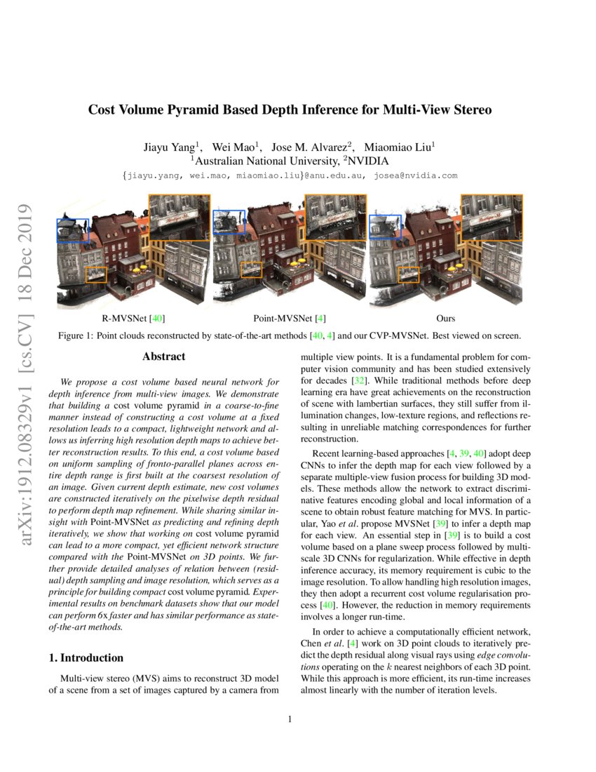 Cost Volume Pyramid Based Depth Inference for Multi-View Stereo | DeepAI