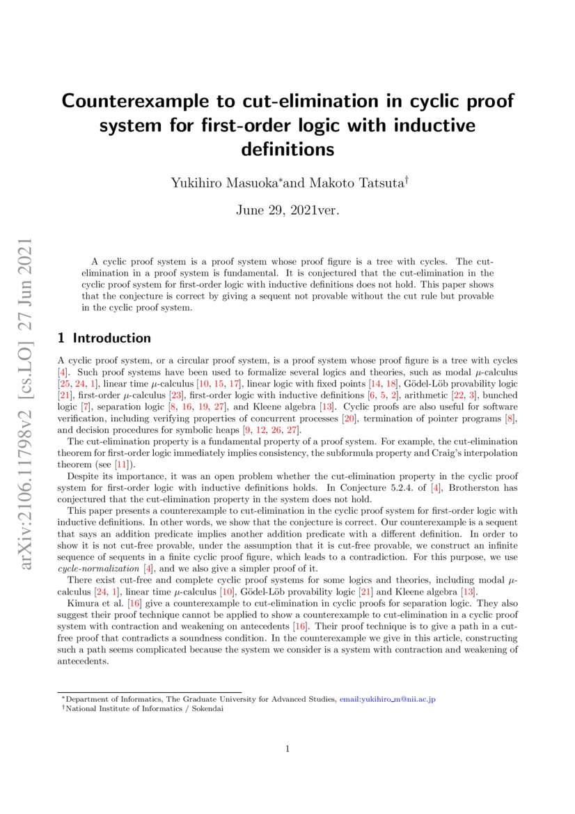 Counterexample To Cut Elimination In Cyclic Proof System For First Order Logic With Inductive