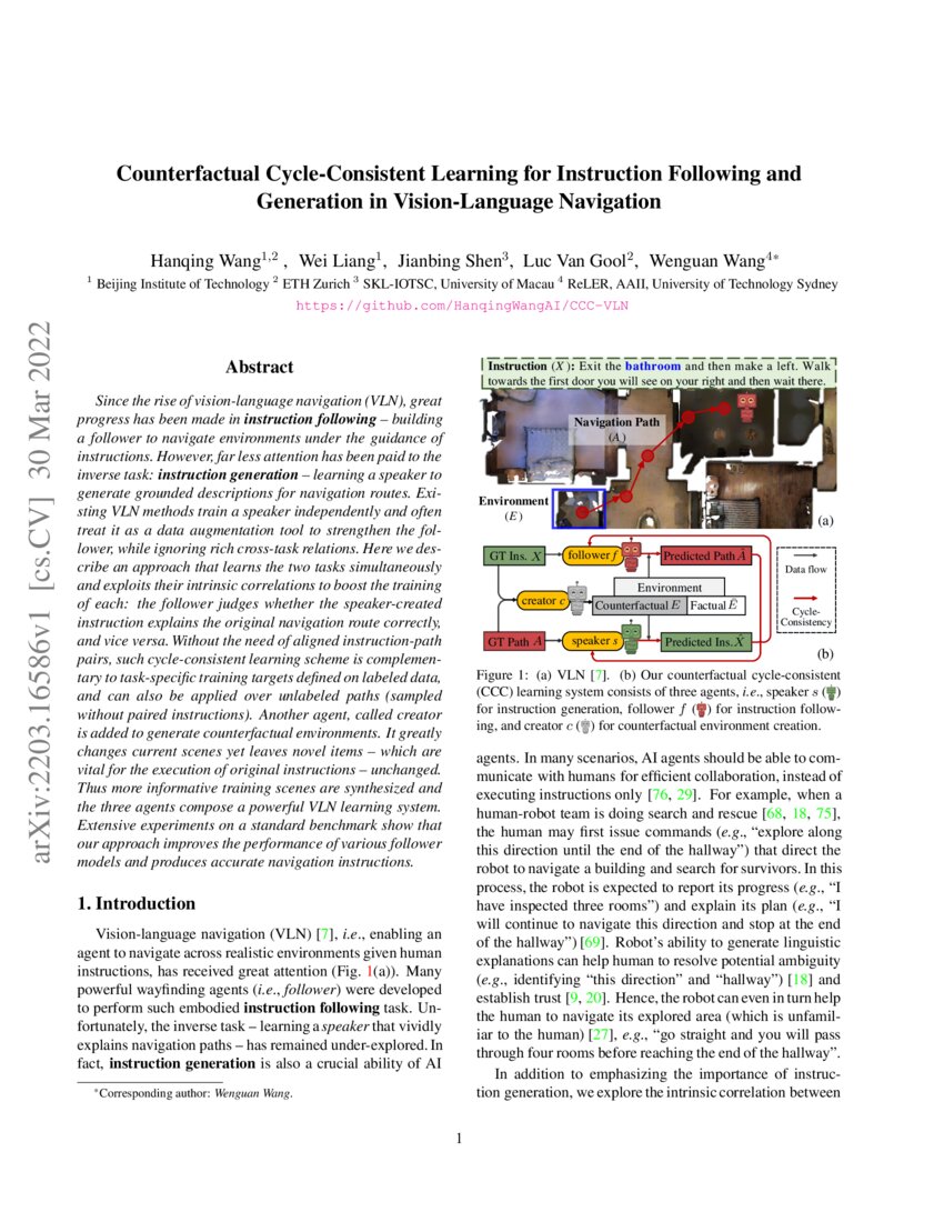 Counterfactual Cycle Consistent Learning For Instruction Following And