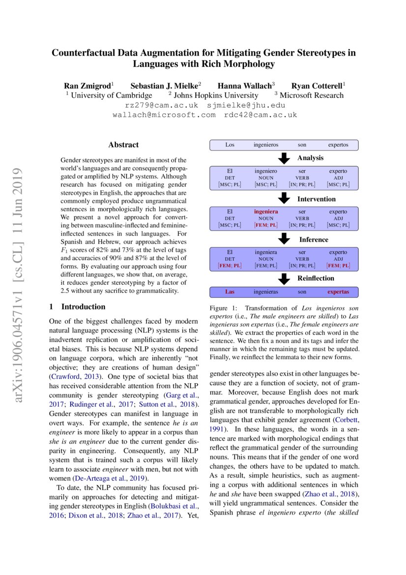 Counterfactual Data Augmentation For Mitigating Gender Stereotypes In