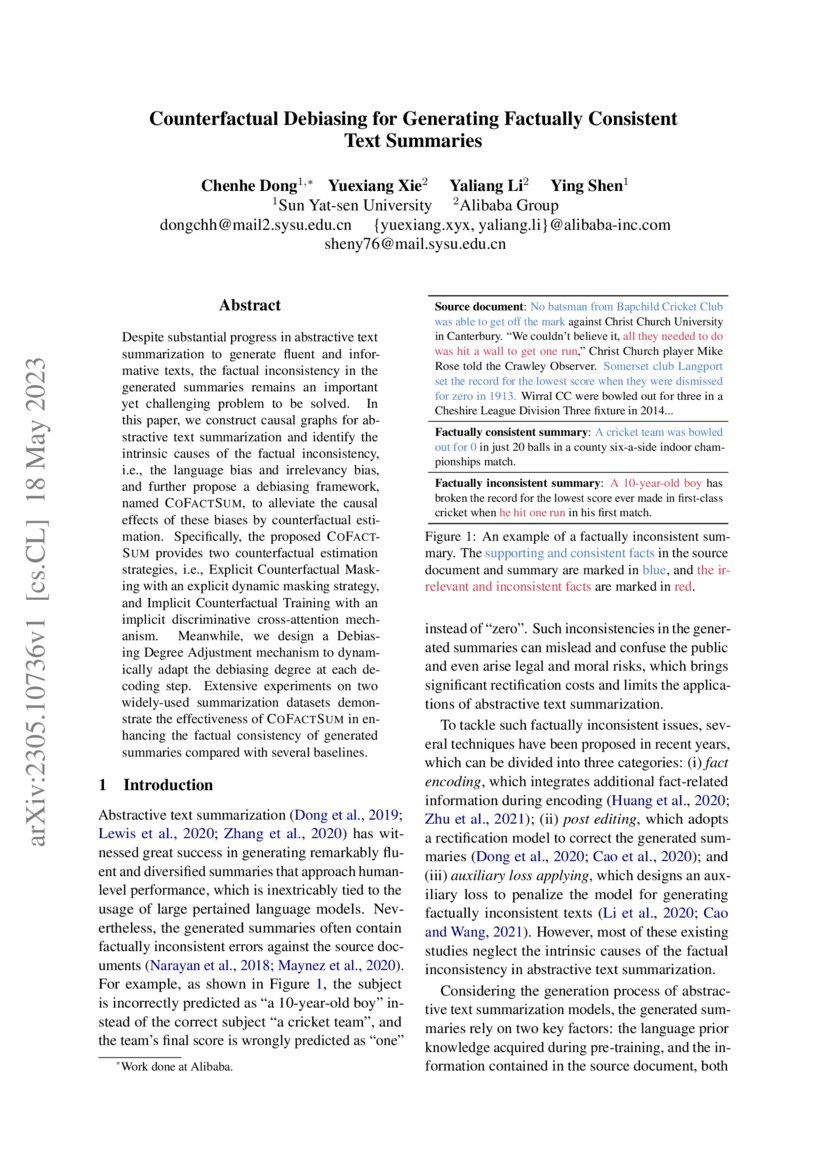 Counterfactual Debiasing For Generating Factually Consistent Text Summaries Deepai