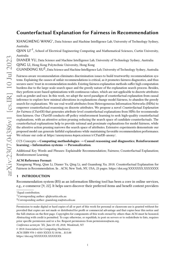 Counterfactual Explanation For Fairness In Recommendation Deepai