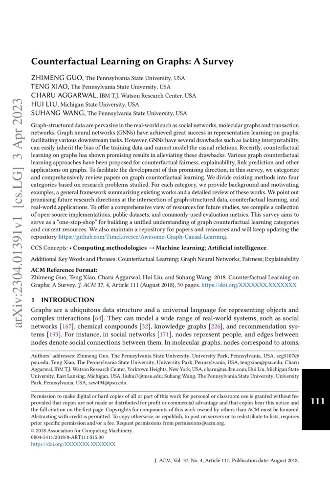 Counterfactual Learning On Graphs A Survey Deepai