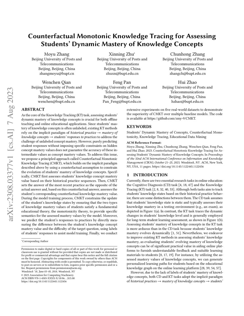Counterfactual Monotonic Knowledge Tracing for Assessing Students' Dynamic Mastery of Knowledge ...