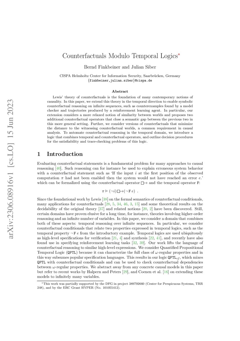 Counterfactuals Modulo Temporal Logics Deepai