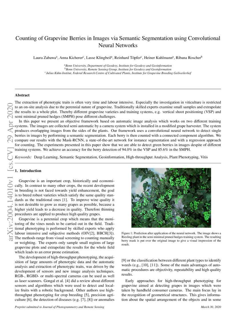 Counting of Grapevine Berries in Images via Semantic Segmentation using Convolutional Neural ...