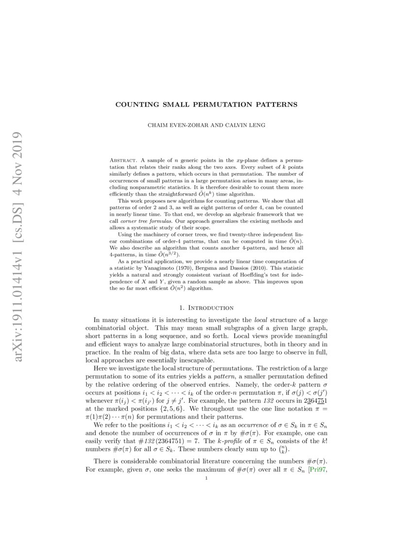 Counting Small Permutation Patterns | DeepAI