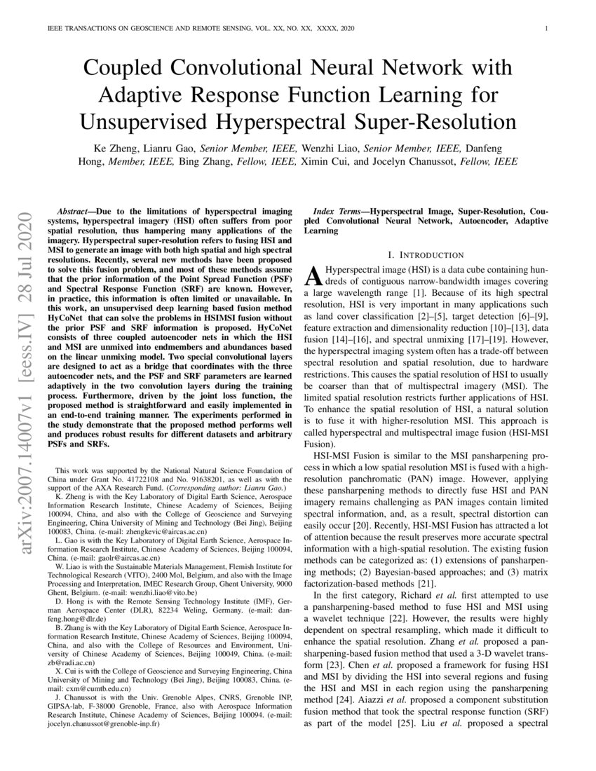 Coupled Convolutional Neural Network With Adaptive Response Function Learning For Unsupervised 
