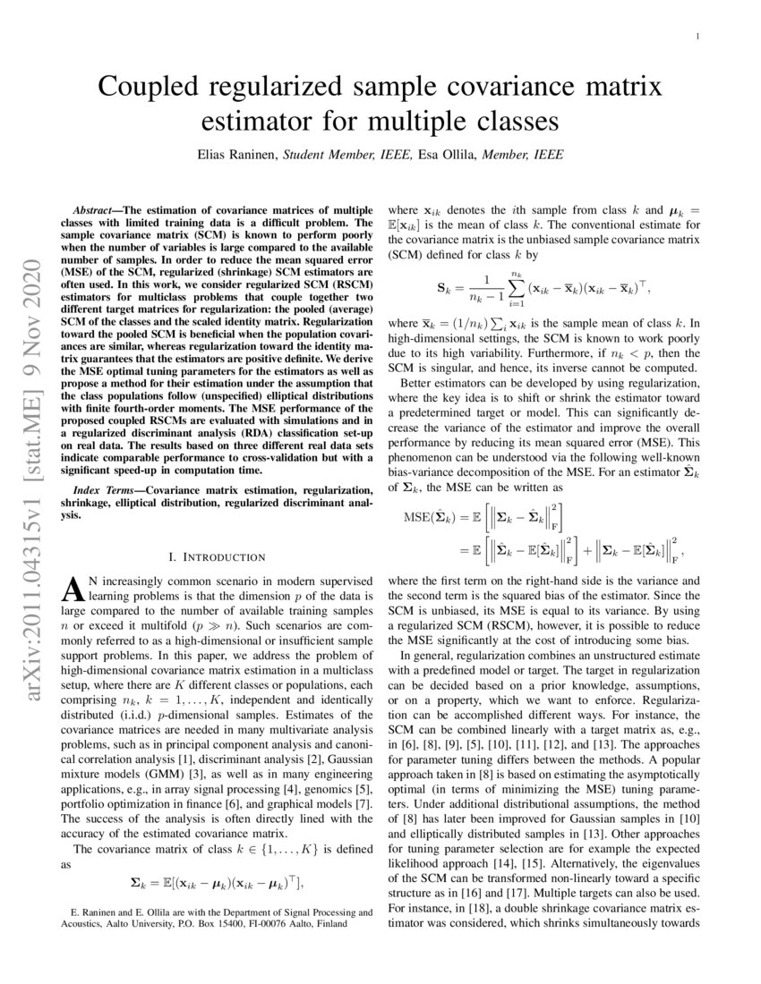 Coupled Regularized Sample Covariance Matrix Estimator For Multiple Classes Deepai 