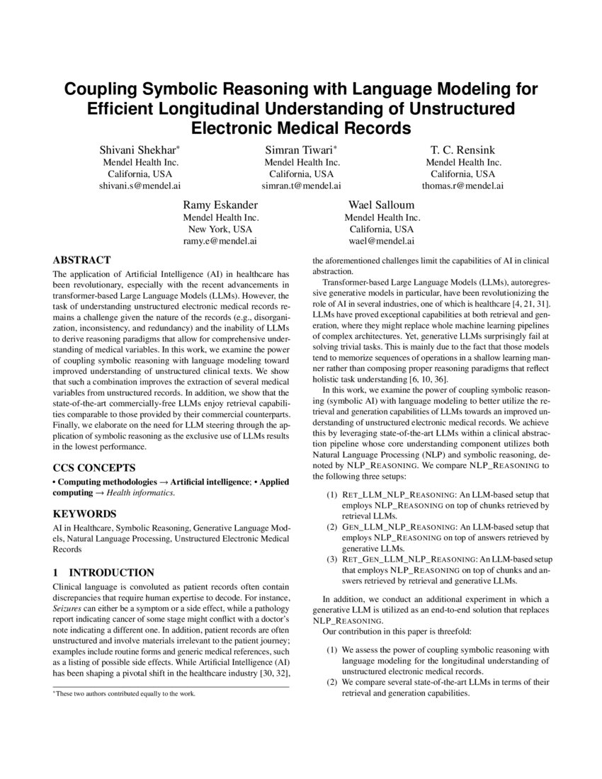 Coupling Symbolic Reasoning With Language Modeling For Efficient Longitudinal Understanding Of